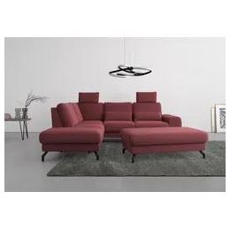 Sit & More Ecksofa SIT & MORE "Cinturo L-Form" Sofas Gr. B/H/T: 260cm x 88cm x 226cm, Soft clean, Ottomane links, inklusive Sitztiefenverstellung-inklusive Federkern, rot (bordeaux) inklusive Sitztiefenverstellung und Federkern, Sitzhöhe 45 cm