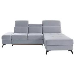 Ecksofa Inosign "Cardiz L-Form" Sofas Gr. B/H/T: 246cm x 83cm x 173cm, Struktur fein, Recamiere rechts, mit manuellem Vorziehsitz-mit Bettkasten, grau inkl.Kopfteilverstellung und Federkern wahlweise mit Bettfunktion