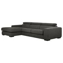 Ecksofa furninova "Ferrari" Sofas Gr. B/H/T: 294cm x 90cm x 104cm, Struktur grob, Recamiere links, mit Kopfteilverstellung, grau (dark grey) inklusive manueller Kopfteilverstellung, im skandinavischen Stil