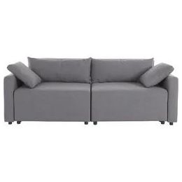 2-Sitzer Inosign "Marva 2tlg." Sofas Gr. B/H/T: 220cm x 89cm x 90cm, Struktur fein, grau (mittelgrau) beide Elemente ausziehbar für Bettfunktion, mit Bettkasten