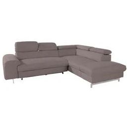 Ecksofa COTTA "Chef L-Form" Sofas Gr. B/H/T: 262cm x 72cm x 206cm, Struktur, Ottomane rechts, mit Kopfteilverstellung-mit Bettfunktion und Bettkasten, braun mit Kopfteilverstellung, wahlweise Bettfunktion