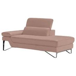 Ottomane Egoitaliano "Princess, elegantes Designsofa mit erstklassigem Sitzkomfort" Sofas Gr. B/H/T: 177cm x 95cm x 108cm, Leder BULL, Armlehne links, rosa (millenium rose) inkl. verstellbarem Kopfteil und edle Designmetallfüße