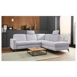 Ecksofa Places of Style "Lolland L-Form" Sofas Gr. B/H/T: 249cm x 88cm x 212cm, Struktur imprägniert, Ottomane rechts, mit Bettfunktion und Stauraum, silberfarben (silber) Wahlweise mit Bettfunktion und Stauraum, auch abwischbarem Bezug