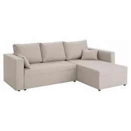 Ecksofa Home Affaire "Pur L-Form" Sofas Gr. B/H/T: 224cm x 87cm x 160cm, Struktur, Recamiere rechts, mit Bettfunktion, beige wahlweise mit Bettfunktion