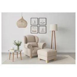 Ohrensessel Home Affaire "Queenie Ohrenseesel" Sessel Gr. Struktur fein, B/H/T: 117 cm x 111 cm x 94 cm, grau (taupe) mit softem, weichem Sitzkomfort und zeitlosem Design