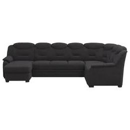 Wohnlandschaft COTTA "Marcus U-Form" Sofas Gr. B/H/T: 330 cm x 99 cm x 211 cm, Chenille, Recamiere links-langer Schenkel rechts-Bettfunktion links, Mit Bettfunktion-mit Schubkasten, schwarz (black) Bequeme Wohnlandschaft in klassischem Design mit hoher Rückenlehne