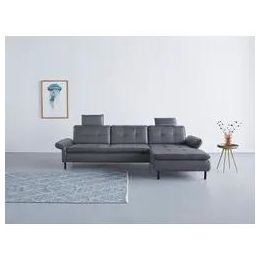 Ecksofa Inosign "Birkholm L-Form", blau (dunkelblau), B:267cm H:83cm T:174cm, 100% Polyester, Sofas, Armlehnverstellung, auch in Easy Clean Bezug - mit Wasser zu reinigen