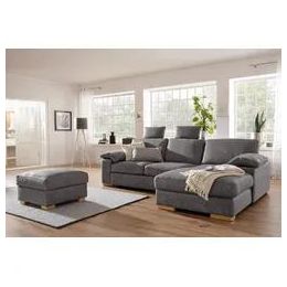 Ecksofa Home Affaire "Ventura L-Form" Sofas Gr. B/H/T: 277cm x 86cm x 172cm, Luxus-Microfaser, Recamiere rechts, ohne Bettfunktion, grau (anthrazit) wahlweise mit Bettfunktion und BettfunktionBettkasten