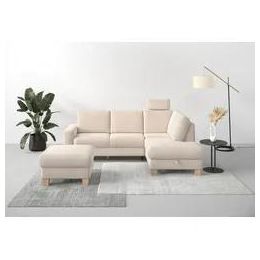 Ecksofa Home Affaire "Summer L-Form" Sofas Gr. B/H/T: 236 cm x 91 cm x 170 cm, Breitcord, Ottomane rechts, mit Bettfunktion-mit Bettkasten-mit Federkern, beige (creme) mit Ottomane, wahlweise Bettfunktion und Bettkasten, Cord-Bezug