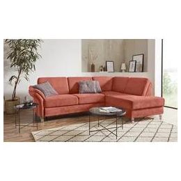 Sit & More Ecksofa SIT & MORE "Clio L-Form" Sofas Gr. B/H/T: 254cm x 89cm x 190cm, Luxus-Microfaser Paris, Ottomane rechts, mit Bettfunktion-mit Bettkasten, orange (terra) wahlweise mit Bettfunktion und Bettkasten, inklusive Federkern