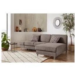 Sit & More Ecksofa SIT & MORE "Clio L-Form" Sofas Gr. B/H/T: 246cm x 89cm x 165cm, Luxus-Microfaser Paris, Recamiere rechts, ohne Bettfunktion-ohne Bettkasten, grau (taupe) wahlweise mit Bettfunktion oder Vorziehsitz und Bettkasten, Federkern