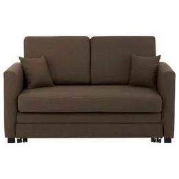 2-Sitzer Home Affaire "Mexico" Sofas Gr. B/H/T: 140cm x 87cm x 83cm, Struktur fein, braun (dunkelbraun) mit ausziehbarer Schlaffunktion