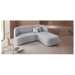 Ecksofa LeGer Home by Lena Gercke "Dilara L-Form" Sofas Gr. B/H/T: 200 cm x 87 cm x 165 cm, Struktur fein, Ottomane rechts, grau (hellgrau) gerundete Rückenlehne und Front, in 3 Bezugsqualitäten