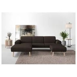 Ecksofa Andas "Swift L-Form" Sofas Gr. B/H/T: 292cm x 83cm x 176cm, Struktur, Recamiere links, braun (dunkelbraun) Federkern-Polsterung, BTH: 29283176 cm