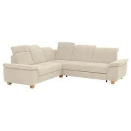 Ecksofa Home Affaire "Dalia L-Form" Sofas Gr. B/T: 256cm x 236cm, Luxus-Microfaser weich, langer Schenkel rechts, mit Bettfunktion-mit Schubladenstauraum-mit Kopfteilverstellung, beige (creme) mit Federkernpolsterung, wahlweise Bettfunktion, Bettkasten