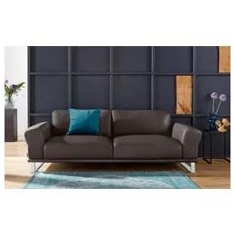 2,5-Sitzer W.Schillig "montanaa" Sofas Gr. B/H/T: 232 cm x 78 cm x 94 cm, Longlife Xtra-Leder Z59, braun (braun z59) mit Metallkufen in Chrom glänzend, Breite 232 cm