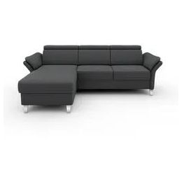 Sit & More Ecksofa SIT & MORE "Vincenzo L-Form" Sofas Gr. B/H/T: 252 cm x 84 cm x 165 cm, Flachgewebe, Recamiere links, mit Kopfteilverstellung-mit Bettfunktion, grau (anthrazit) inklusive Kopfteilverstellung, wahlweise mit Bettfunktion, Bettkasten