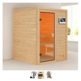 Welltime Sauna "Sandy" Saunen 3,6-kW-Bio-Plug & Play Ofen mit ext. Steuerung Gr. Bio-Kombiofen, externe Steuerung, 3,6 kW, beige (naturbelassen)