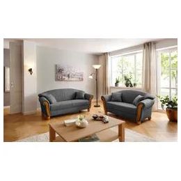 2-Sitzer Home Affaire "Milano Vintage" Sofas Gr. B/H/T: 159cm x 83cm x 81cm, Microfaser VINTAGE, 2-Sitzer, grau (dunkelgrau) mit Federkern, Bezug in Vintageoptik, incl. Zierkissen