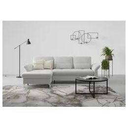 Ecksofa Inosign "Palm Beach L-Form", grau (hellgrau), B:275cm H:89cm T:175cm, 100%Polyester, Sofas, Federkern, mit Sitztiefenverstellung, wahlweise mit Bettfunktion