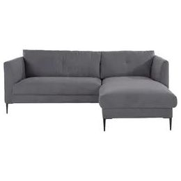 Ecksofa LEONIQUE "Falbella, L-Form" Sofas Gr. B/H/T: 235cm x 84cm x 165cm, Struktur fein, Recamiere rechts, grau (dunkelgrau) extra hohe Füße aus Metall, für kleine Räume geeignet