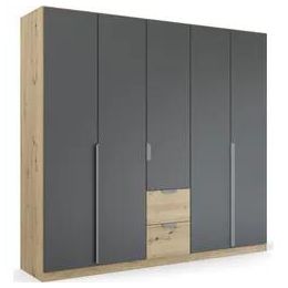 Drehtürenschrank Rauch "Dark&Wood by Quadra Spin" Schränke Gr. B/H/T: 226 cm x 210 cm x 54 cm, 5 St., braun (eiche artisan, grau metallic) im Industrial Style mit Metallgriffstangen