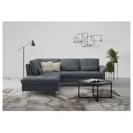 Ecksofa Inosign "Palm Beach L-Form" Sofas Gr. B/H/T: 259cm x 89cm x 224cm, Chenille-Optik, Ottomane links, mit Sitztiefenverstellung-ohne Bettfunktiom-ohne Stauraum-ohne Armteilverstellung, blau (blaugrau) Federkern, mit Sitztiefenverstellung, wahlweise Bettfunktion