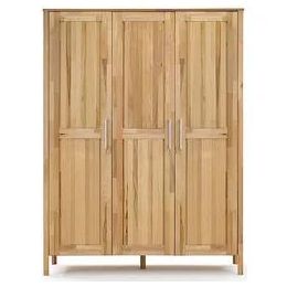 Kleiderschrank Home Affaire "Modesty I" Schränke Gr. B/H/T: 156 cm x 202 cm x 61 cm, ohne Spiegel, 3 St., Basisausführung, beige (naturfarben) Drehtürenschrank Kleiderschrank Schränke aus massivem Kernbuchenholt, in unterschiedlichen Breiten