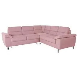 Sit & More Ecksofa SIT & MORE "Sorano L-Form" Sofas Gr. B/H/T: 249cm x 88cm x 229cm, Struktur fein, langer Schenkel links, mit Bettfunktion-ohne Bettkasten, rosa (altrosa) wahlweise mit Bett- und Relaxfunktion, inkl. Bettkasten