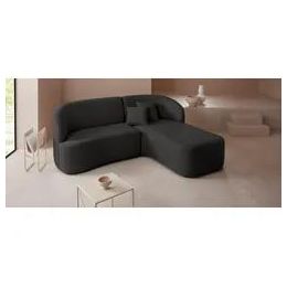 Ecksofa LeGer Home by Lena Gercke "Dilara L-Form" Sofas Gr. B/H/T: 200 cm x 87 cm x 165 cm, Boucle, Ottomane rechts, schwarz gerundete Rückenlehne und Front, in 3 Bezugsqualitäten