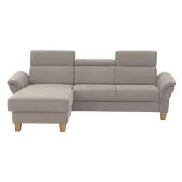 Ecksofa Home Affaire "Conville L-Form" Sofas Gr. B/H/T: 256cm x 84cm x 167cm, Luxus-Microfaser Euphoria, Recamiere links, inkl.Kopfteilverstellung, mit Bettfunktion und Bettkasten, grau (elephant) Federkern, wahlweise mit Bettfunktion und Bettkasten bzw. Stauraum