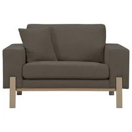 Loveseat OTTO products "Hanne Sessel mit Holzrahmen" Gr. Struktur fein recycelt, B/H/T: 128 cm x 86 cm x 88 cm, braun Sofas Verschiedene Bezugsqualitäten: Baumwolle, recyceltes Polyester