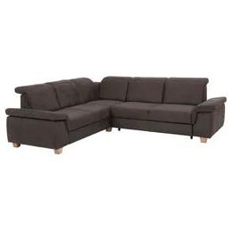 Ecksofa Home Affaire "Dalia L-Form" Sofas Gr. B/T: 256cm x 236cm, Luxus-Microfaser Florence, langer Schenkel rechts, mit Bettfunktion-mit Schubladenstauraum-mit Kopfteilverstellung, braun (mocca) mit Federkernpolsterung, wahlweise Bettfunktion, Bettkasten