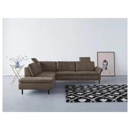 Ecksofa Inosign "Birkholm L-Form", grün (olive), B:270cm H:83cm T:226cm, 100% Polyester, Sofas, Armlehnverstellung, auch in Easy Clean Bezug - mit Wasser zu reinigen