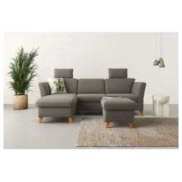 Ecksofa Home Affaire "Trelleborg L-Form" Sofas Gr. B/H/T: 249cm x 86cm x 162cm, Luxus-Microfaser Euphoria, Recamiere links, mit Bettfunktion-mit Bettkasten, braun (schlamm) Federkern-Polsterung, wahlweise mit Bettfunktion und Bettkasten