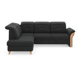 Ecksofa Home Affaire "Dangast L-Form" Sofas Gr. B/H/T: 269cm x 92cm x 200cm, Struktur, Ottomane links, ohne Bett und ohne Bettkasten-ohne Relaxfunktion, grau (anthrazit) Kopfteilverstellung, wahlweise mit motorischer Relaxfunktion