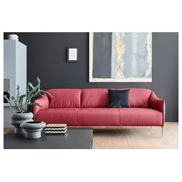 3-Sitzer W.Schillig "sally" Sofas Gr. B/H/T: 224cm x 78cm x 84cm, Longlife Xtra-Leder Z59, rot (ruby z59) mit Metallfüßen in Chrom glänzend, Breite 224 cm