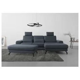 Sit & More Ecksofa SIT&MORE "Cinturo L-Form" Sofas Gr. B/H/T: 283 cm x 88 cm x 175 cm, Luxus-Microfaser TORO, mega-Recamiere rechts, inklusive Sitztiefenverstellung-inklusive Federkern, blau (dunkelblau) inklusive Sitztiefenverstellung und Federkern, Sitzhöhe 45 cm