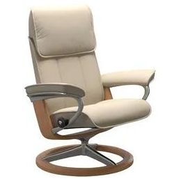 Relaxsessel stressless "Admiral", beige (cream batick), B:84cm H:100cm T:73cm, Leder BATICK: BATICK ist ein leicht korrigiertes, durchgefärbtes und genarbtes Möbelleder, bei dem die meisten Unebenheiten und Spuren in der Regel entfernt wurden., Sessel, mit Signature Base, Größe M & L, Gestell Eiche