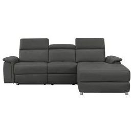 Ecksofa Places of Style "Pareli, L-Form, 259cm,m. Recamiere, Echtleder, Kunstleder, Webstoff" Sofas Gr. B/H/T: 259 cm x 98 cm x 163 cm, Kunstleder, Recamiere rechts, elektrische Relaxfunktion auf Seite gegenüber der Recamiere, schwarz man. o. elektr. Relaxfunktion, USBKopfteilverstellg u. LED