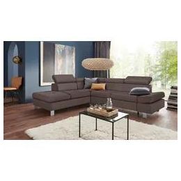 Ecksofa exxpo - SOFA FASHION "Fiji, L-Form" Sofas Gr. B/H/T: 272cm x 98cm x 232cm, Luxus-Kunstleder, Ottomane links, Ohne Bettfunktion, braun mit Kopf- bzw. Rückenverstellung, wahlweise Bettfunktion