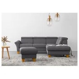 Ecksofa Home Affaire "Lindgren L-Form" Sofas Gr. B/H/T: 249 cm x 84 cm x 217 cm, Chenille, Ottomane rechts, ohne TV-Funktion motorisch-ohne Bettfunktion mit einklappbaren Rollen-ohne Stauraum-ohne Kopfteilverstellung-ohne Federkern, braun (espresso) wahlweise mit TV-Funktion, Stauraum und Kopfteilverstellung