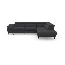 Ecksofa COTTA "Famous L-Form" Sofas Gr. B/T: 279cm x 228cm, Struktur grob, Armlehne links-Ottomane rechts, mit Bettfunktion-mit Bettkasten, schwarz in modernem Design