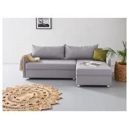 Ecksofa Collection AB "Sunny L-Form" Sofas Gr. B/T: 218cm x 141cm, Struktur, Recamiere beidseitig montierbar, grau (hellgrau) inkl. Bettfunktion und Bettkasten