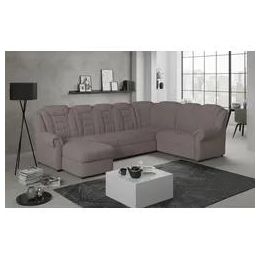 Wohnlandschaft Home Affaire "Boston U-Form" Sofas Gr. B/H/T: 333 cm x 102 cm x 216 cm, Microfaser bedruckt, langer Schenkel rechts-Recamiere links, Ohne Bettfunktion-ohne Schubkasten, braun (mud) Gemütliche Wohnlandschaft mit hoher Rückenlehne in klassischem Design