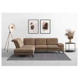 Sit & More Ecksofa SIT & MORE "Cabana L-Form" Sofas Gr. B/H/T: 303cm x 84cm x 244cm, Breitcord, Ottomane links, ohne Sitztiefenverstellung-ohne Kopfteilverstellung-ohne Armlehnfunktion-ohne Federkern, braun (latte) Ottomane, wahlweise mit Sitztiefen-,Armlehnen- und Kopfteilfunktion