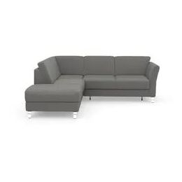 Sit & More Ecksofa SIT & MORE "Visby L-Form" Sofas Gr. B/H/T: 248cm x 87cm x 213cm, Struktur fein, Ottomane links, mit Bettfunktion-mit Bettkasten, grau Wahlweise mit Bettfunktion und Stauraum, frei im Raum stellbar