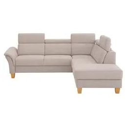 Ecksofa Home Affaire "Conville L-Form" Sofas Gr. B/H/T: 247cm x 84cm x 217cm, Luxus-Microfaser Euphoria, Ottomane rechts, inkl.Kopfteilverstellung, mit Bettfunktion und Stauraum, grau (elephant) Federkern, wahlweise mit Bettfunktion und Bettkasten bzw. Stauraum