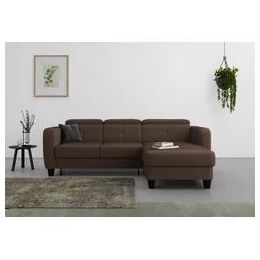 Sit & More Ecksofa SIT & MORE "Belluci L-Form" Sofas Gr. B/H/T: 247cm x 85cm x 170cm, Luxus-Microfaser ALTARA NUBUCK, Recamiere rechts, mit Bettfunktion-mit Bettkasten, braun (dunkelbraun) inklusive Federkern, wahlweise mit Bettfunktion und Bettkasten