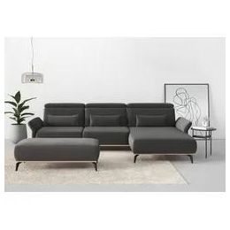 Ecksofa Places of Style "Fjord L-Form", grau (anthrazit), B:324cm H:93cm T:184cm, 100% Polyester, Sofas, massiv, wahlweise mit Armlehnfunktion, Kopf- Sitztiefenverstellung